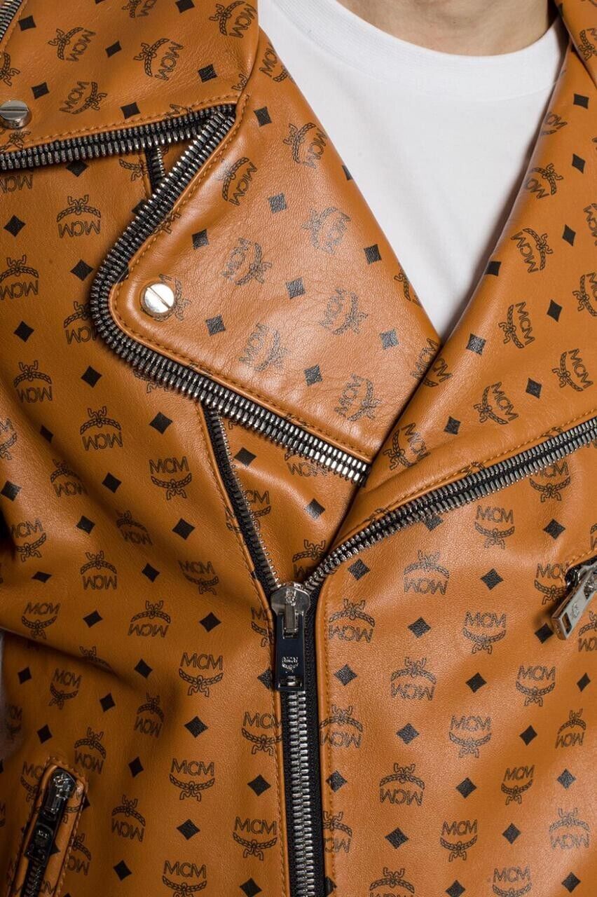 MCM Biker Leather Jacket Brown Color
